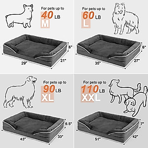 DogBaby Dog Beds for Large Dogs, Washable Large Dog Bed, Dog Couch Bed for Comfortable Sleep, Orthopedic Egg Foam Bolster Dog Bed with Removable Washable Cover and Nonskid Bottom Couch, Pet Bed