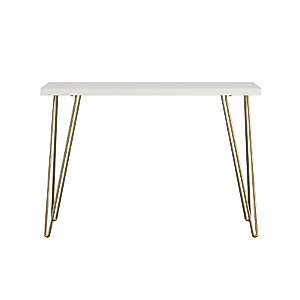 Ameriwood Home Owen Retro Computer, White/Gold Legs Desk