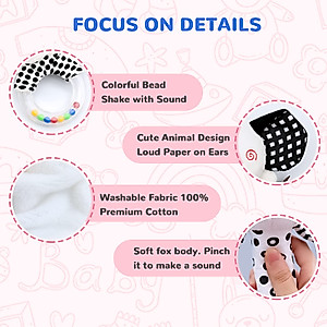 Baby Rattles 0-6 Months Newborn Toys Infant Toys 0-3 Months Rattles for Babies 0-6 Months Baby Toys 0-6 Months, Black and White High Contrast Plush Stuffed Baby Toys for 0 3 6 9 12 Months Girls Boys