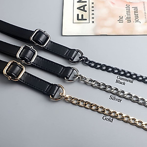 BEAULEGAN Purse Chain Strap Adjustable - Replacement for Shoulder Crossbody Bag, 55 Inches (Black/Silver