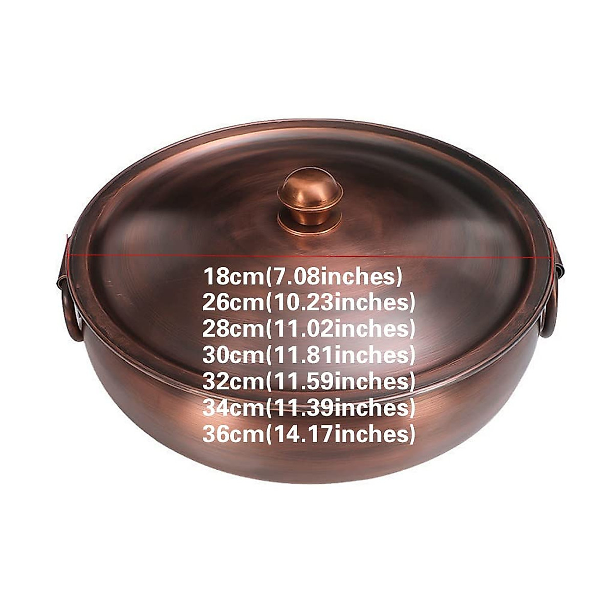 Chafing Dishes Retro Copper Hot Pot, Old Style Clear Soup Pot Thickened Flat Bottom Copper Pot Home Commercial Thickened Copper Hot Pot For Induction Cooker (Color : Brass, Size : 18cn)