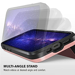 VENA vCommute Wallet Case Compatible with Apple iPhone 14 Pro (6.1"-inch), (Military Grade Drop Protection) Flip Leather Cover Card Slot Holder with Kickstand - Red