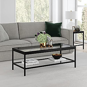 Henn&Hart 45" Wide Rectangular Rectangular Coffee Table in Blackened Bronze, Modern Rectangular Coffee Tables for living room, studio apartment essentials