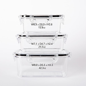 gotman Airtight Food Storage Containers Set, Rectangle 3pack(3 Containers + 3 Lids)- Tritan 100% |BPA-Free Meal Prep Container | Microwave, Freezer and Dishwasher Safe | Leak-Proof Lids