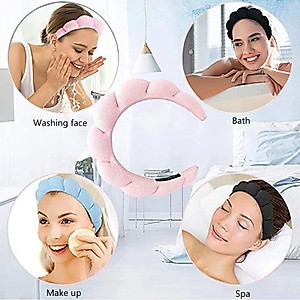 LUKPOW 2 Pack of Towels Cloth Headband Face Wash Headband Skincare Headband Spa Headband for Washing or Facial Fluffy Makeup Headband for Face Wash Skincare Remover Mask Hair Accessories（Pink Blue