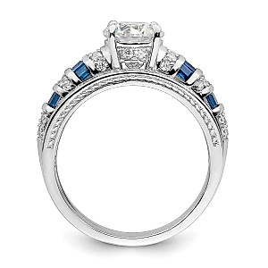 IceCarats 925 Sterling Silver Blue White Cubic Zirconia CZ Engagement Wedding Band Ring R Size 7