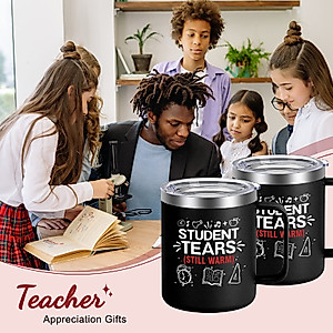 GINGPROUS Funny Teacher Appreciation Gifts, Student Tears Insulated Coffee Mug, Teachers Day Gifts Thank You Gifts for Teacher from Students Birthday Christmas Gifts, 12oz Insulated Travel Mug, Black
