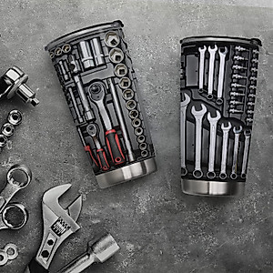 20oz Mechanic Gifts for Men, Valentines Day Gifts for Him, Cool Unique Gifts for Husband, Dad, Son, Coffee Thermos for Men, Mechanic Toolbox Tumbler Cup Insulated Travel Coffee Mug with Lid