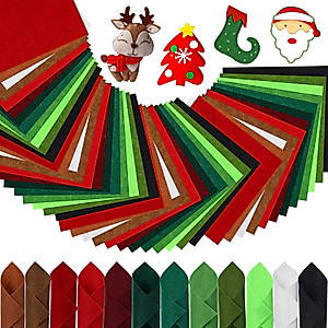 200 Pieces Christmas Felt Fabric Sheets 4 x 4 Inches Assorted Color Felt Fabric Patchwork Felt Sheets Felt Squares for DIY Crafts Sewing Christmas Decoration, 1 mm Thick