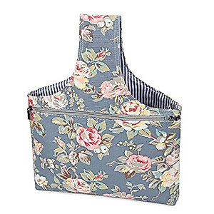 Teamoy Knitting Tote Bag, Travel Canvas Project Wrist Bag for Knitting Needles(14inches), Yarn and Crochet Supplies, Lightweight, Perfect Size for Knitting on The Go (Large, Peony)