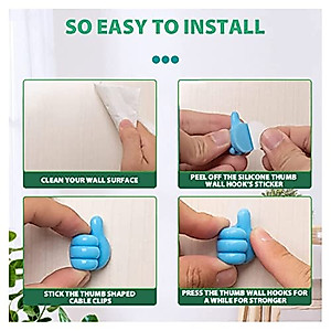 Dverrtuy Self-Adhesive Thumb Hooks, 16pcs Creative Silicone Thumb Wall Hooks Key Toothbrush Thumb Hook Holder for Data Cable Headphones Home Office Wall Storage Multifunctional Nail Free