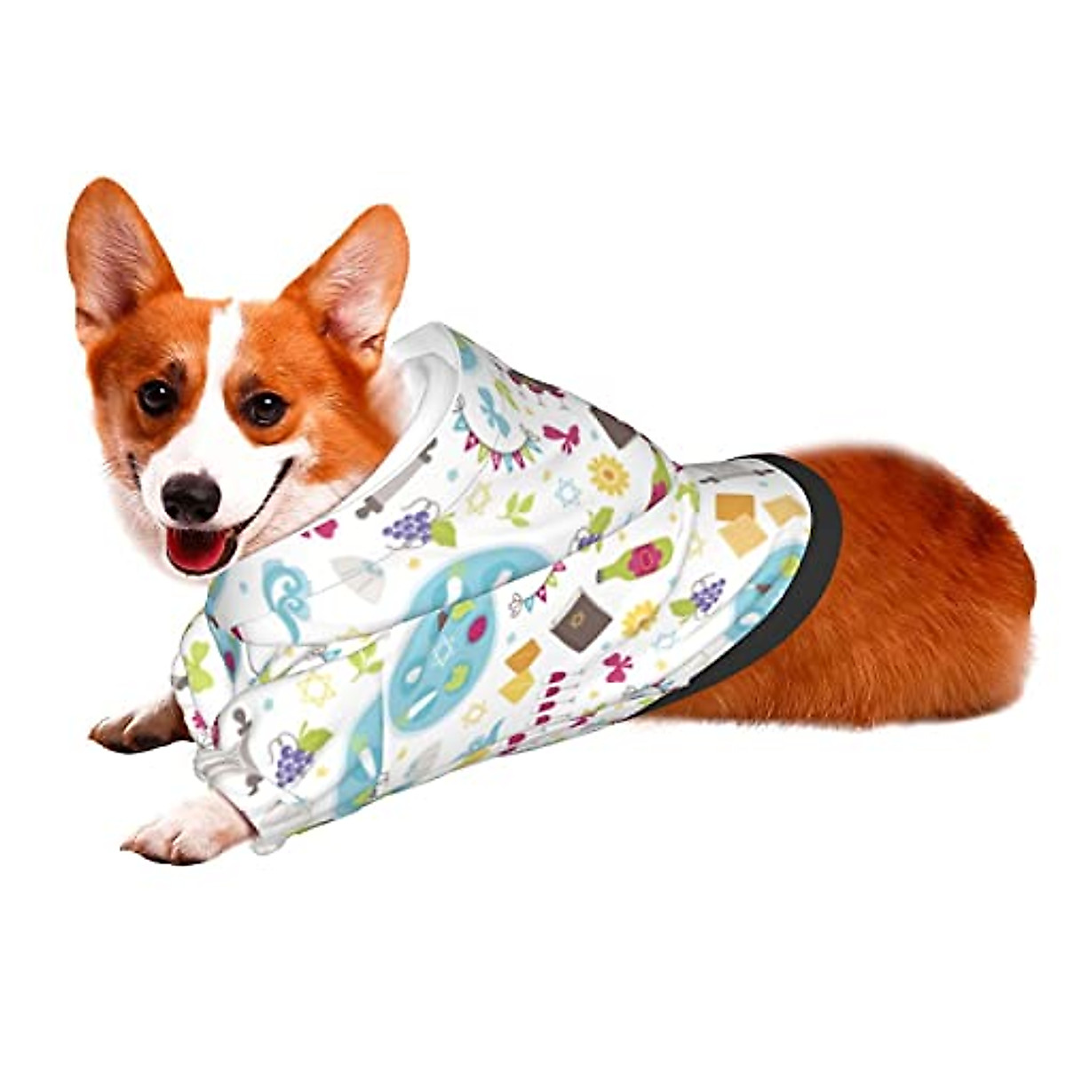 Happy Traditional Jewish Passover Dog Wear Hoodies for Small Pets Costume Cosplay Clothes Puppy Warm Coat XX-Large