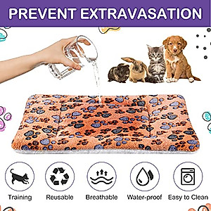 Haull 4 Pcs Waterproof Guinea Pig Bedding Winter Guinea Pig Plush Cage Liners Soft Dog Cat Bed Mat Reversible Cozy Animal Pee Pad Hamster Bed Mat Washable for Bunny (Paw,13 x 18.5 Inch)