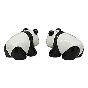 Set Of 1 Ceramic Giant Panda Bears Salt And Pepper Shakers Holder Figurine