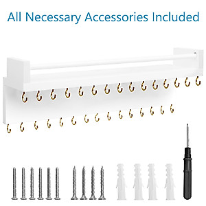 OURISE Necklace Holder Wall Hanging Jewelry Organizer with 30 Hooks & Cosmetics Shelf,Wall Jewelry Organizer for Necklaces Bracelet Earrings Ring