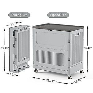 HAIXIN 39Gal Extra Large Storage Bin with Lid, Wheels & Lock - Foldable Deck Storage Box for Cushions, Toys, Tools and Sports Equipment, Ideal Garden, Garage, Patio, Pool Organizer (Dark Grey)