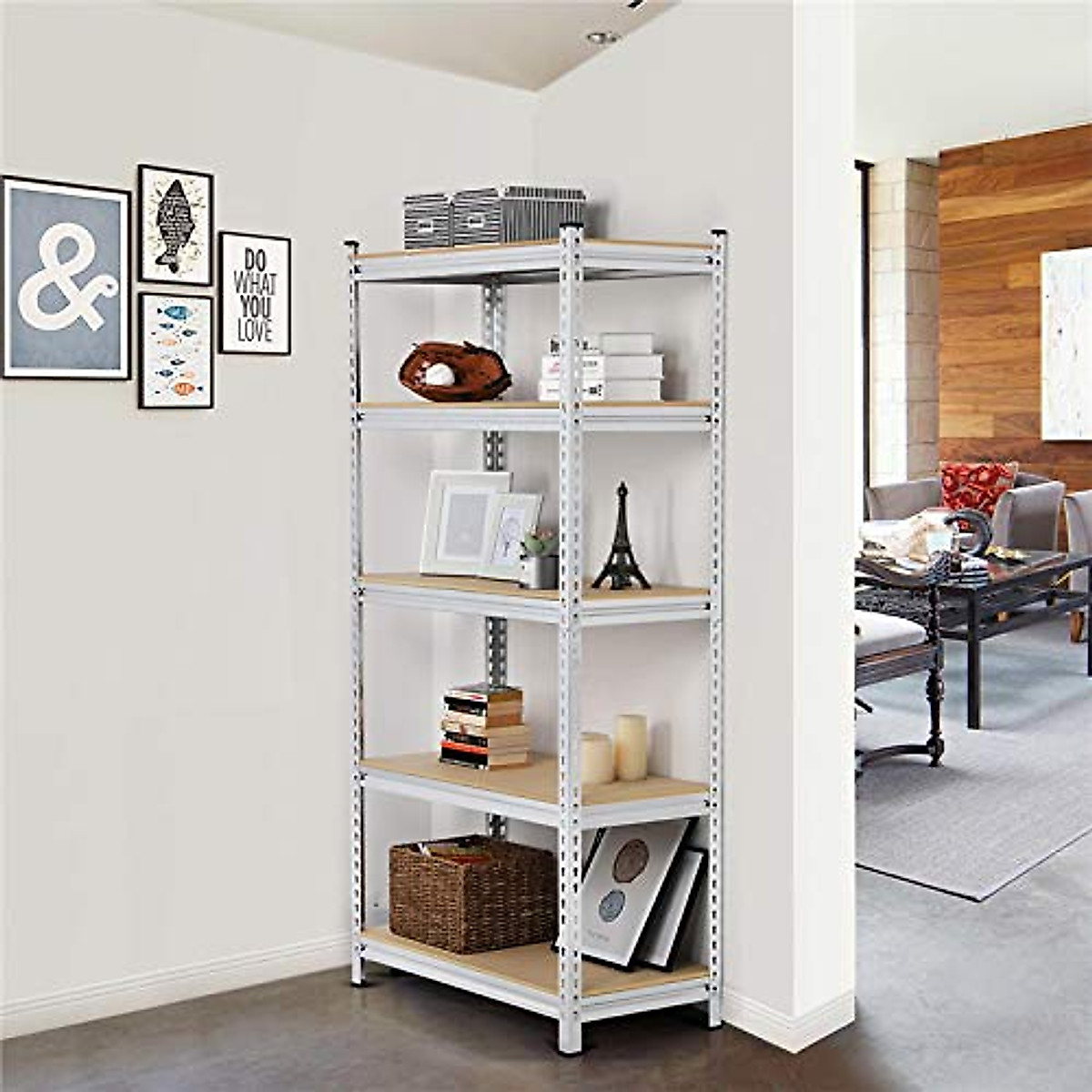 Topeakmart 5-Shelf Adjustable Storage Shelves Heavy Duty, Garage Shelving Units and Storage, 36" W x 18" D x 73" H