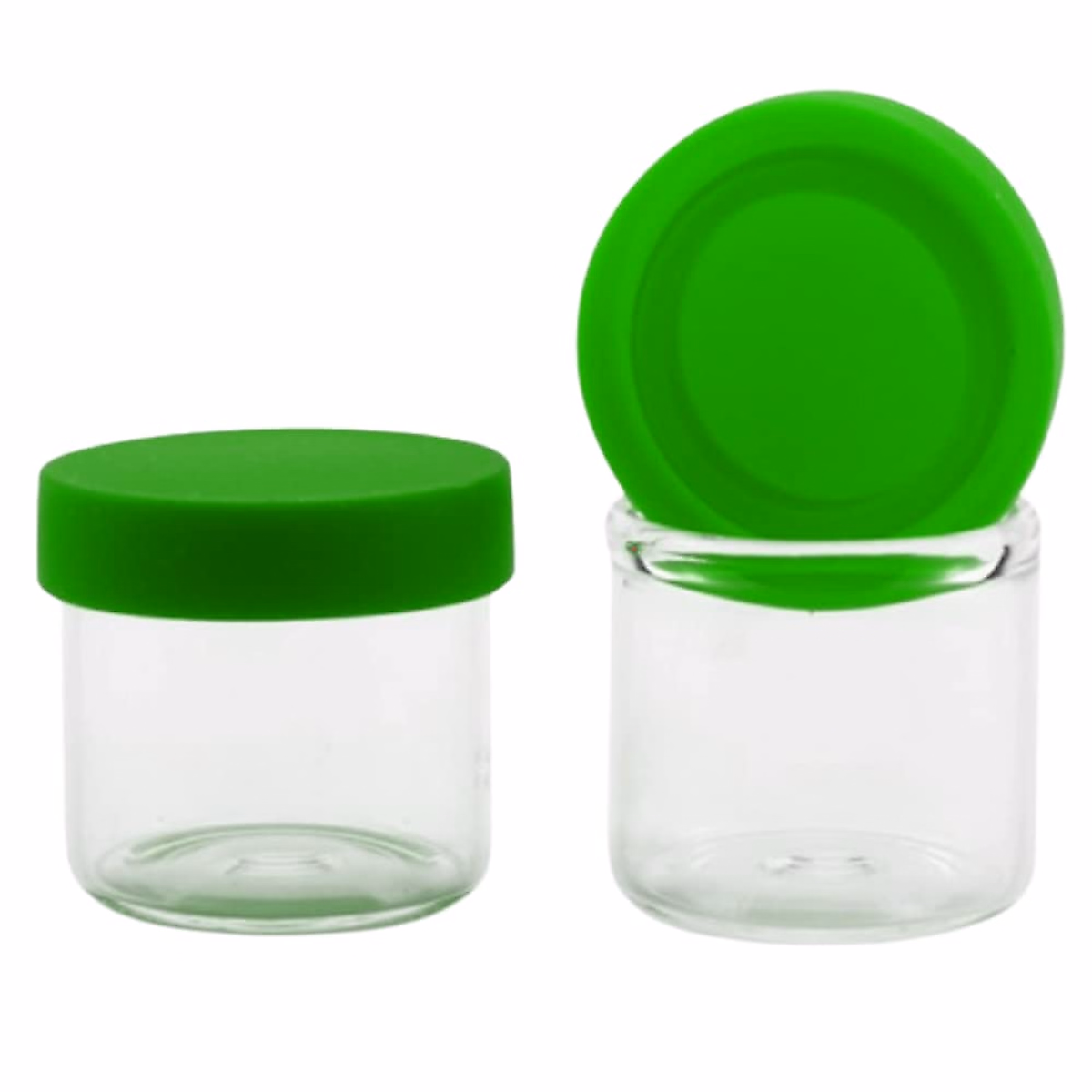 BananaOG Concentrate Dab Containers Glass Jar with Silicone Lid, 6ml Round, 100 pack, Green