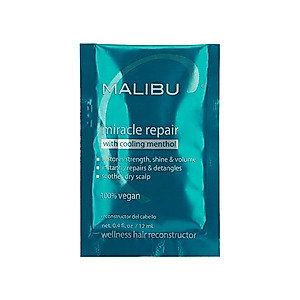 Malibu C Miracle Repair Hair Reconstructor with Cooling Menthol (1 Packet) - Nourishing Hair Repair Treatment for Weak, Damaged Strands - Scalp Invigorating Hair Care