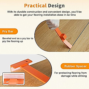 SDSNTE 17’’ Heavy-Duty Solid Steel Pull and Pry Bar Flooring Installation Kit Tools for Vinyl Plank, Laminate Flooring Installation, Orange