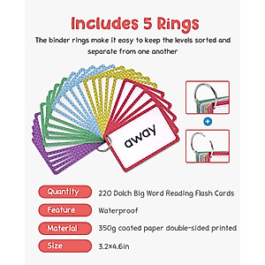 GAMENOTE Sight Words Kids Educational Flash Cards with Pictures & Sentences - 220 Dolch Big Word Games for Toddlers, Aged 3-9 Preschool Learning Activities(Pre K), Kindergarten, 1st, 2nd, 3rd Grade