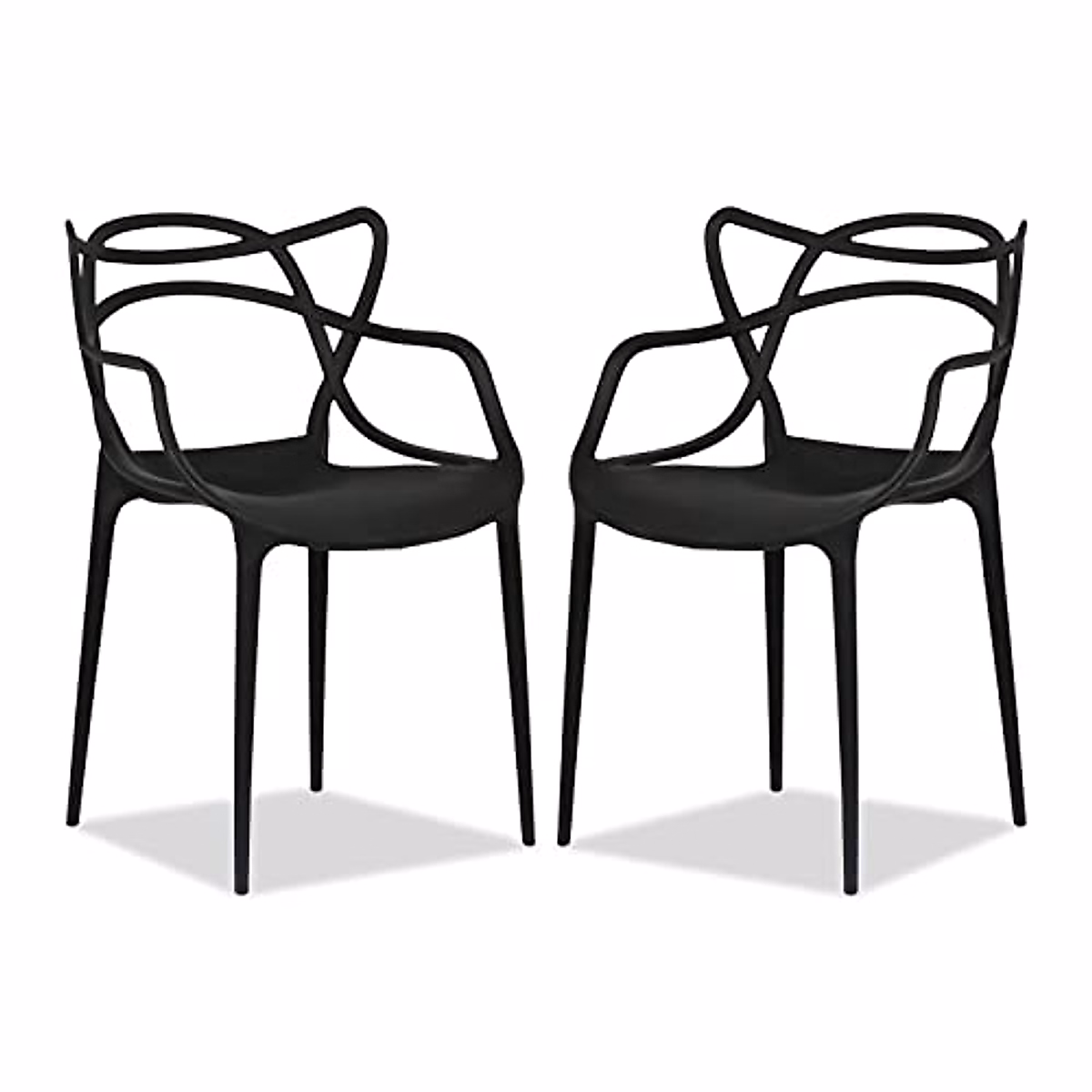 Aron Living Monte 18" Mid-Century Plastic Dining Chairs in Black (Set of 4)