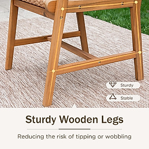 PHI VILLA 9 PCS Acacia Wood Outdoor Dining Set for 8, Teak Rectangle Wooden Table & Dining Chairs with Wicker Seat and Back, Farmhouse Dining Furniture Set for Patio, Deck, Yard, Porch