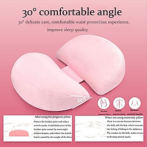 Pregnancy Pillow for Side Sleeper, Double Wedge Pillow for Maternity, Side Sleeping Pillow for Body, Belly, Waist, Back Support (Pink)