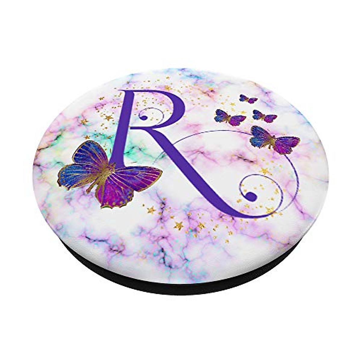 Purple Butterfly Custom Personalized Letter R Monogram PopSockets Swappable PopGrip