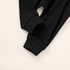 Happy Town Fall Outfits for Toddler Girl Boy Long Sleeve Top and Long Pants Set Toddler Sweatsuits (Solid Color Black, 3-4 T)