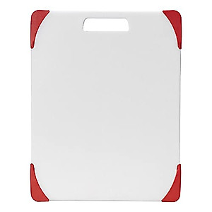 Farberware Nonslip Plastic Cutting Board, 11-Inch-by-14-Inch, White/Red