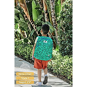 uninni 16" Kid's Backpack for Girls and Boys Age 6+ with Padded, and Adjustable Shoulder Straps. Fits Height 3'9" Kids (Strokes Green)