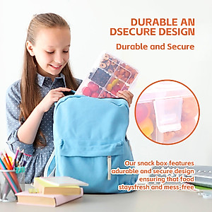 AQSXO 2 Pcs Snack Box Container for Kids, 8 Compartments Snack Containers Reusable Meal Prep Lunch Containers.