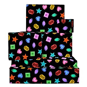 CENTRAL 23 Black Wrapping Paper - 6 Gift Wrap Sheets - Birthday Wrapping Paper Female Her Women - Comes With Stickers - Recyclable