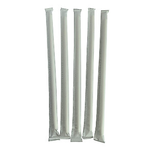 Kingseal Disposable PAPER Drinking Straws, FSC Certified, Paper Wrapped, WHITE, 7.75 Inch Length x 6mm Diameter, Jumbo" Size, Biodegradable, Earth Friendly, Bulk Pack - 400 Count Box