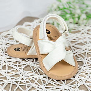 Miamooi Infant Baby Girls Boys Sandals Summer Bowknot Crib Shoes Toddler Pu Leather Flower Soft Rubber Sole Dress Flats First Walker Shoes