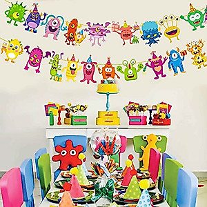 2pcs Little Monster Banner Decorations Monster Party Supplies Little Monster Theme Birthday Party Banner Monster Garland Decorations for Monster Themed Birthday Party Baby Shower Party Supplies