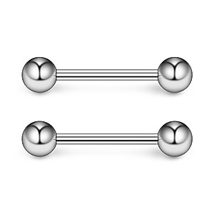 Ruifan Mix Color 316L Stainless Steel Nipple Shield Barbell Ring Bar Body Piercing 16G 16mm 12PCS