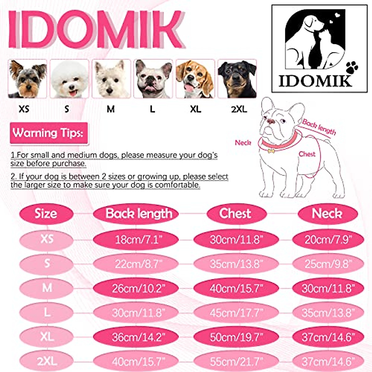IDOMIK Dog Hoodies Pullover Casual Sweatshirt Soft Winter Coat for Small Dogs,Pet Clothes Cotton Hooded Shirt with Sleeves,Puppy Pajama Onesie Jumpsuit Warm Outfits Costume Cold Weather Jacket Apparel
