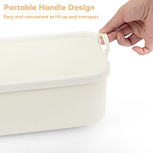 ANMINY 5PCS Plastic Storage Bins Containers with Lids, Large White Storage Organization Bins Boxes, Lidded Plastic Storage Baskets for Closet Shelves Drawers Desktop Home Office - 2 Medium 3 Small