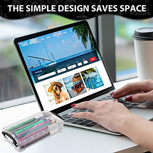 Gueevin 24 Pcs Large Capacity Plastic Pencil Box Clear Plastic Pencil Case Crayon Box with Snap Tight Lid Watercolor Pen Storage Brush Pencil Box Organizer Drawing Tools Container (Black)