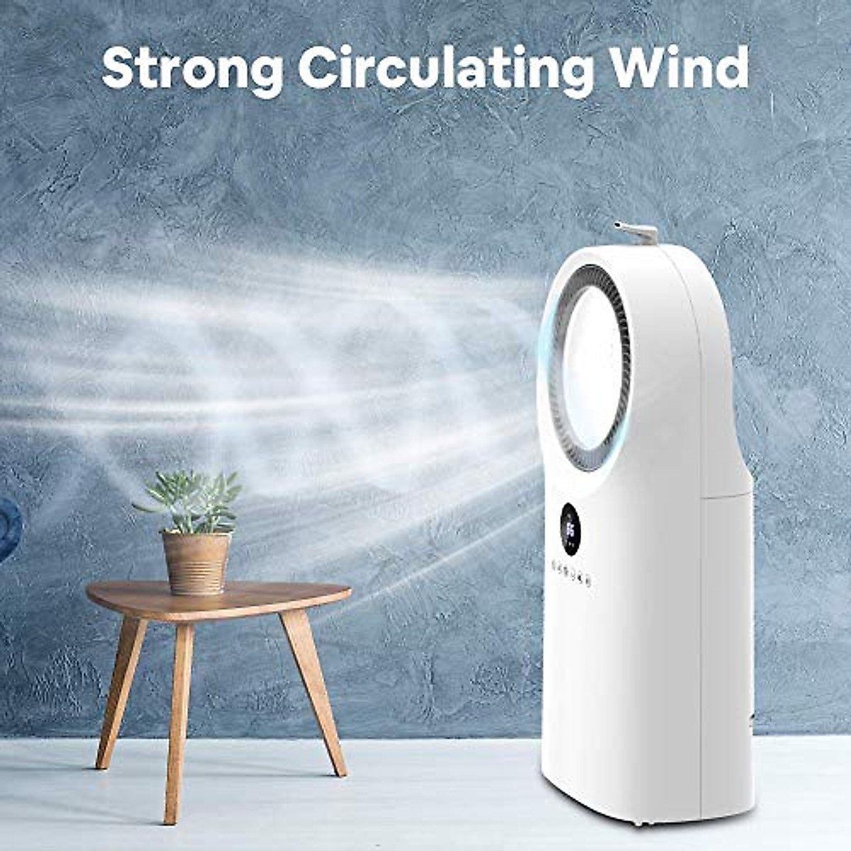 Portable Evaporative Cooler, LifePlus Bladeless Cooling Tower Fan with Instant Cool & Independent Humidifier, Remote Control, 50° Oscillation, Low Noise for Kitchen Bedroom Office
