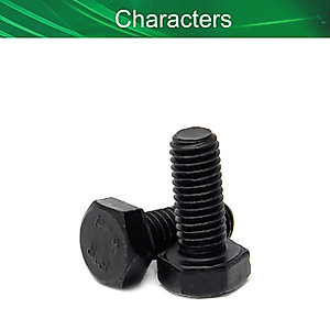 Yinpecly M8 x 20mm Carbon Steel Grade 8.8 External Hex Head Screw Bolts Metric Thread Hexagon Bolts Fastener, 25.5 x 13 x 13mm (Lx W x H) for Machinery Furniture Hardware Black 10pcs