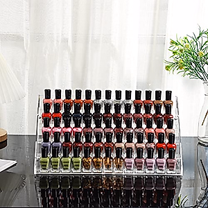 Cq acrylic Nail Polish Holder Organizer 5 layers 72 Bottles Clear Acrylic Nail Polish Tray Fingernail Polish Display Case Essential Oils Holder Sunglasses Eyewear Organizer Storage