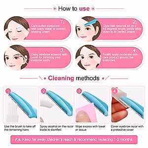 12 Pcs Eyebrow Razor, Face Razors for Women, Exfoliating Eyebrow Trimmers, Eyebrow Grooming Shaper for Women Face, Peach Fuzz, Hair Removal, Facial Razors for Women Face Dermaplane Glow Razor