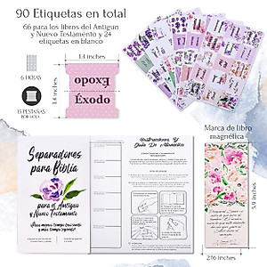 Spanish Bible Tabs for Journaling Bible - 90 Pieces Bible Dividers Tabs for Bible Chapters - Bible Study Supplies - Bible Accessories as Bible Journaling Supplies - Born2Calm