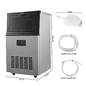 BESRTWE Commercial Ice Maker 100LBS/24H, Large LCD Display, Under Counter 403 Stainless Steel Ice Machine with 22LBS Storage Bin, 36 Ice Cubes/Cycle, Perfect for Home, Bar, Office, Restaurant