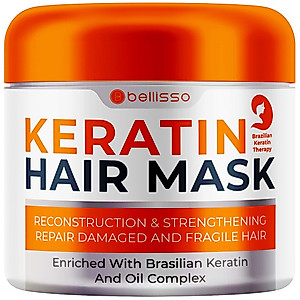 Keratin Hair Mask - Sulfate Free Hydrating Deep Conditioner Treatment for Dry, Damaged and Split Ends - Moisture for Frizzy and Curly Hair - For Women and Men - Moisturizer Care to Repair Damage