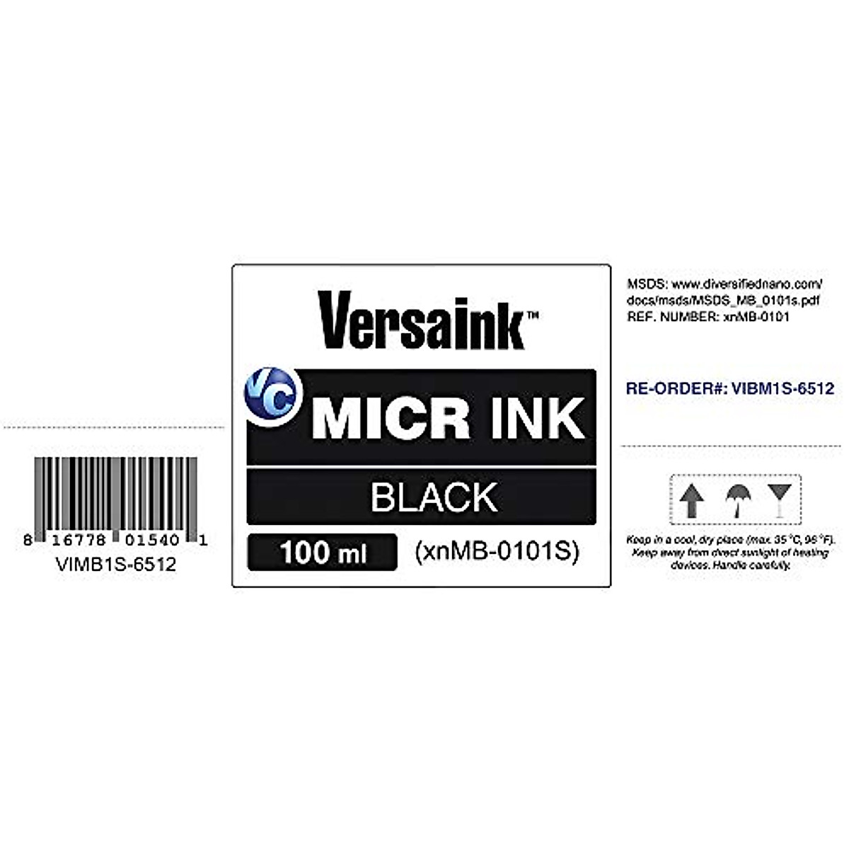 VersaInk-Nano Black MICR Ink -100ml – Magnetic Ink for Check Printers and All-in-One Inkjets, MICR Black (VIMB1S-6512)