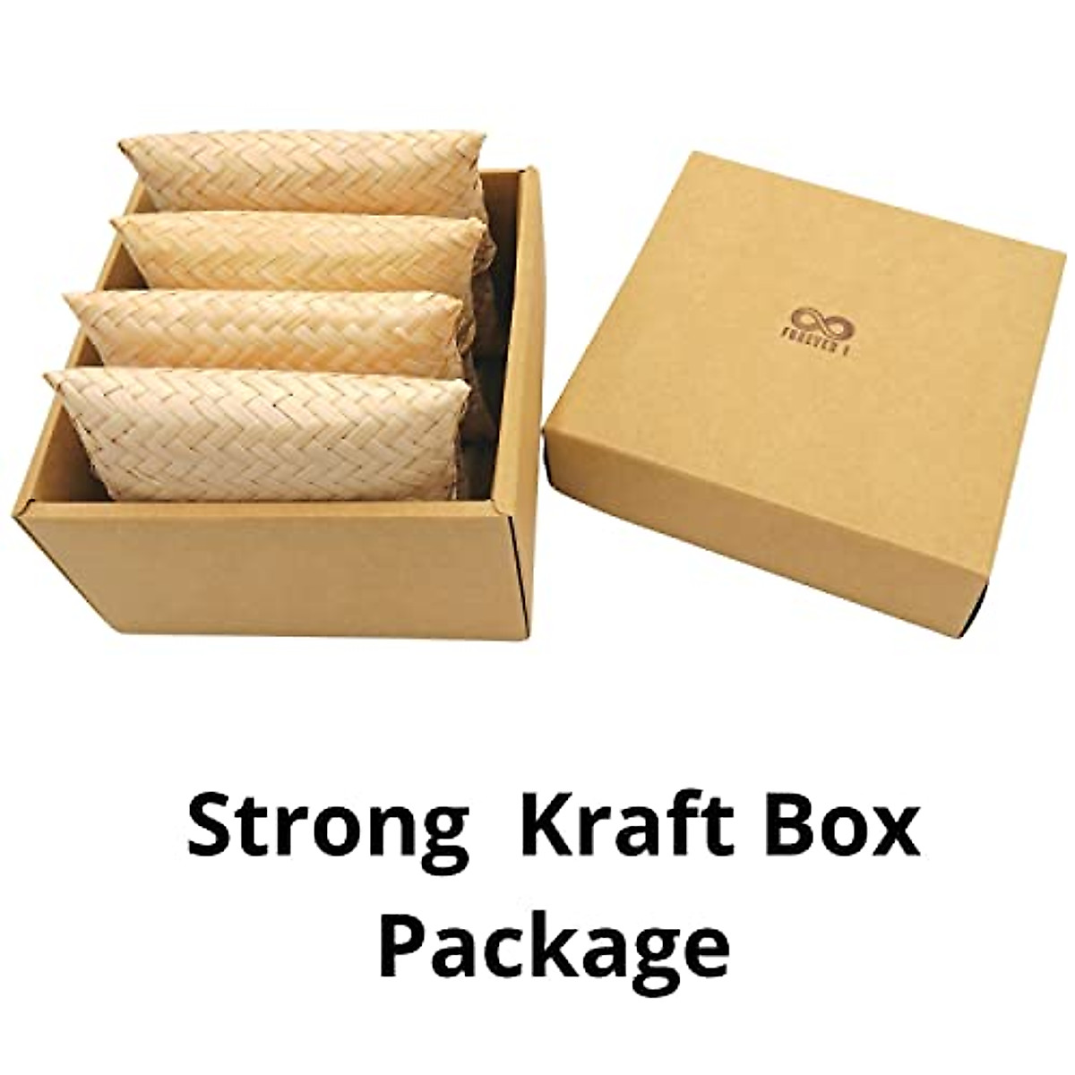 FOREVER 1 – Sticky Rice Basket 4(3.5) x 4(3.5) In., Kratip Bamboo Steamed Sticky Rice Container, Thailand Handmade Serving Basket, Original Bamboo Color, Thai and Laos Flat Kratib for Home, Restaurant